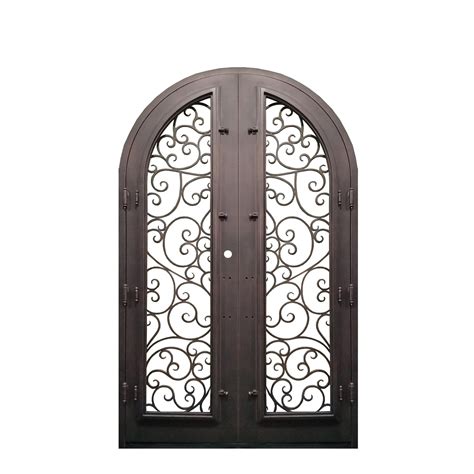 Class Arch Top Thermal Break Metal Steel Wrought Iron Double Door