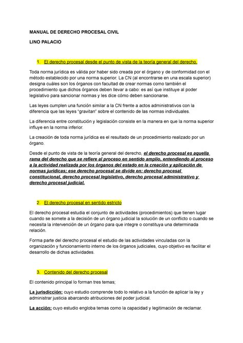 Manual DE Derecho Procesal DE LINO Palacio Resumen MIO MANUAL DE
