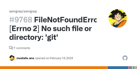 Filenotfounderror Errno 2 No Such File Or Directory Git · Issue