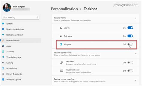How To Remove The Widgets Button From Windows Taskbar