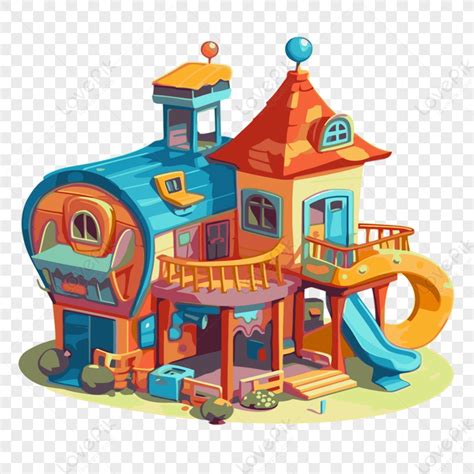 클럽 하우스 클립 아트 슬라이드 벡터 일러스트와 함께 만화 집도시폰트 Png 일러스트 무료 다운로드 Lovepik