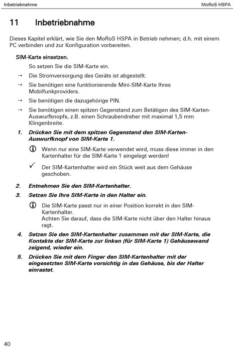 Inbetriebnahme Insys Moros Hspa Benutzerhandbuch Seite 40 Manualslib