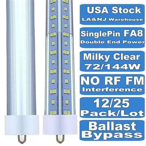 8 Foot Led Shop Lights Single Pin Fa8 8ft Led Tube Light Bulbs T8 T12 72w 144w Ebay