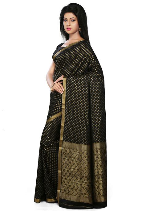 Saree Market Pure Mysore Silk Saree Black Colour