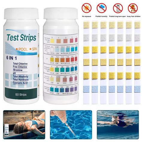 Sugarday 6 Way Pool Test Strips For Salt Water Chlorine Ph Swimming