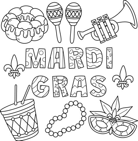 Mardi Gras Feliz P Gina Para Colorear Para Ni Os Vector En