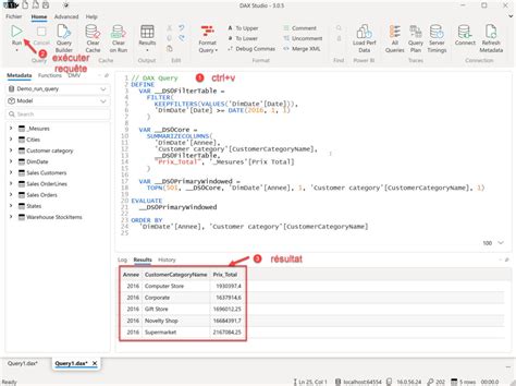 Comment exporter automatiquement des données Power BI dans Excel Exécuter une requête sur un