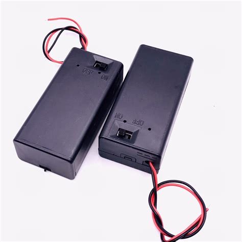 รางถ่าน 9 Vแบบมีฝ่าปิด พร้อมสวิทช์ ปิด เปิด ขนาด 1 ก้อน 2สาย มีของพร้อมส่งในไทย Shopee Thailand