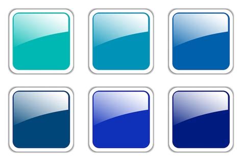 Premium Vector Shiny Buttons Set Blue Square Vector Badges