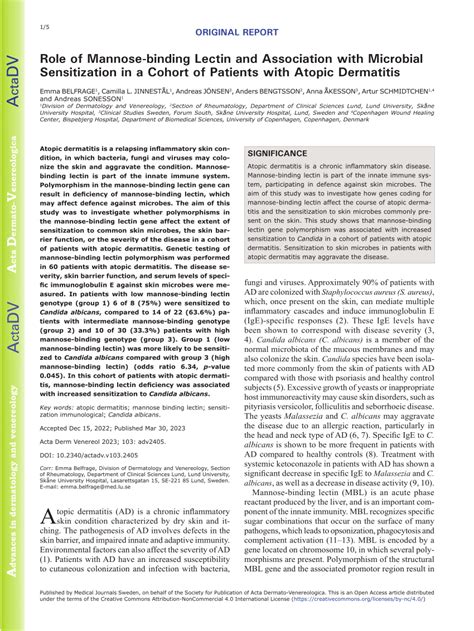 Pdf Role Of Mannose Binding Lectin And Association With Microbial