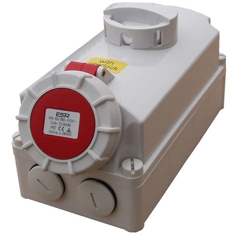 Esr 32a 5 Pin 3p N E Red Ip67 Industrial Switched Interlock Socket 415v Si32546 Tew Electrical