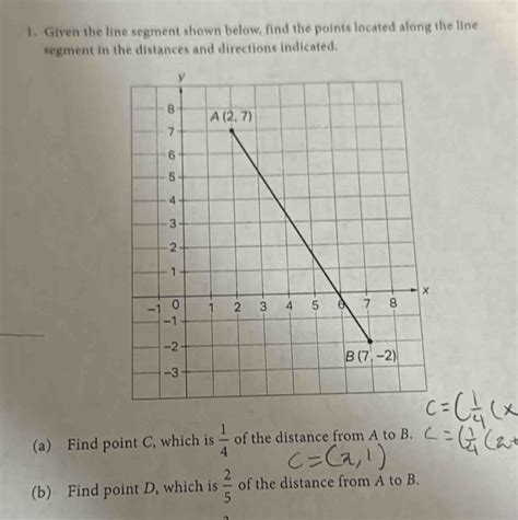 Solved Given The Line Segment Shown Below Find The Points Located Along The Line Segment In