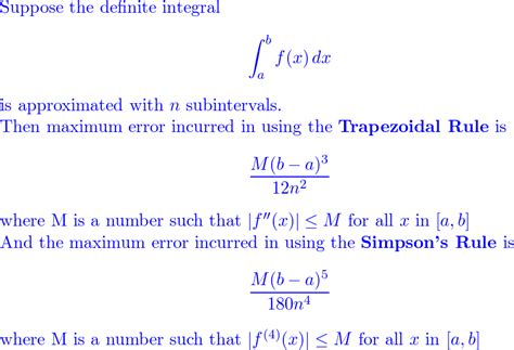 A Find A Bound On The Error In Approximating Definite Integ Quizlet
