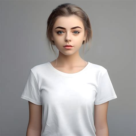 Retrato De Una Hermosa Joven Con Una Camiseta Blanca Archivo Psd Gratis