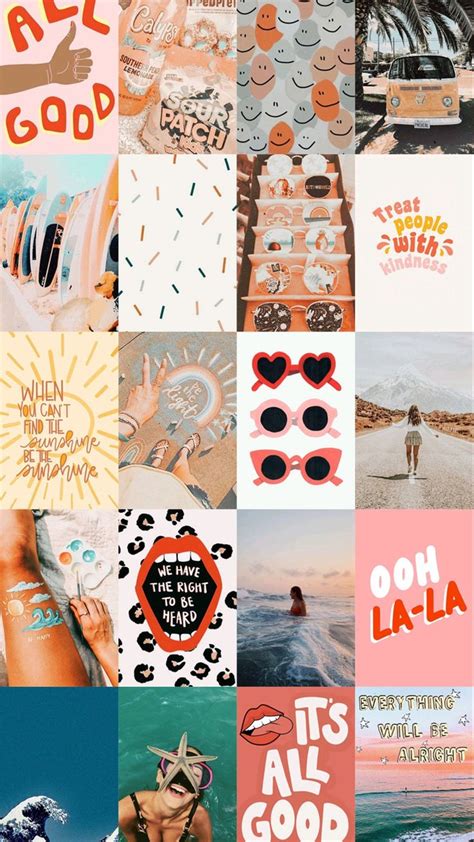 VSCO Peach Wall Collage Kit Aesthetic Room Decor Girl Room Decor