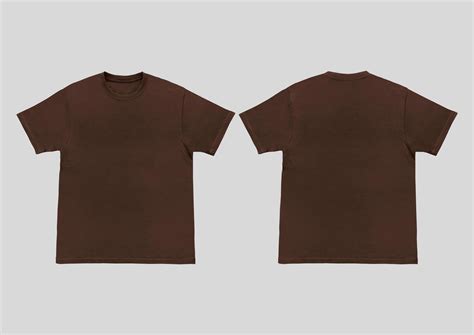 Em Branco Camiseta Castanho Modelo Frente E Costas Visualizar Curto