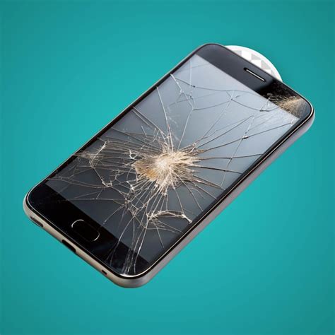 Premium PSD Damaged Smartphone With Broken Glass Display Isolated On