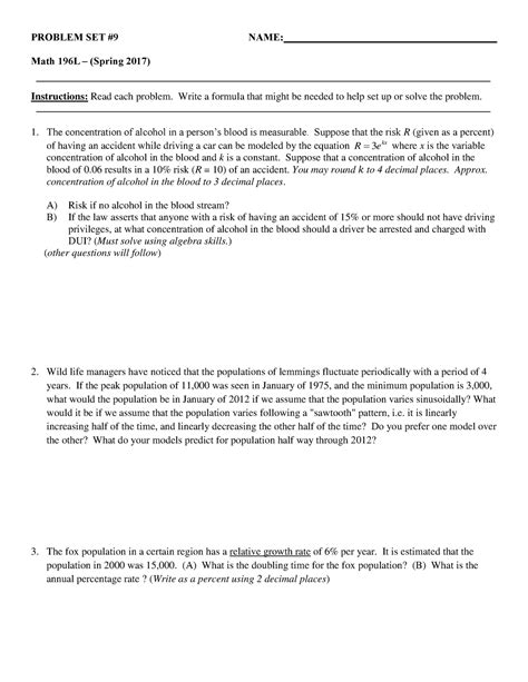Problem Set 9 Students Sp17 PROBLEM SET NAME Math 196L Spring 2017