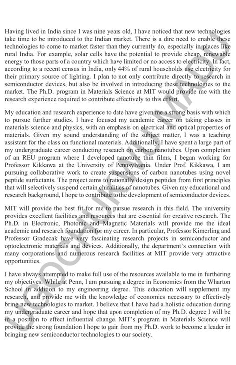 Sample Of A Well Written Award Winning Statement Of Purpose Sop That Won Rishabh Jain Full