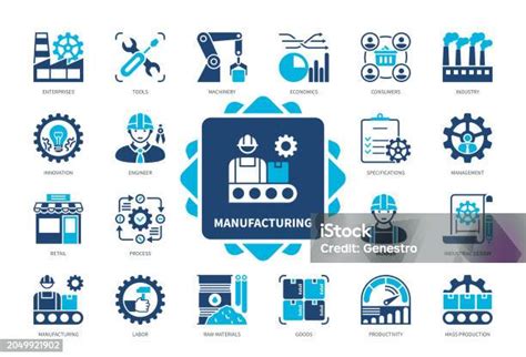 솔리드 아이콘 세트 제조 제조에 대한 스톡 벡터 아트 및 기타 이미지 제조 개선 경제 Istock