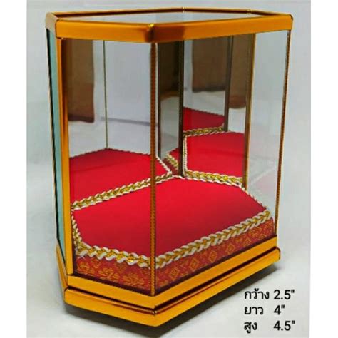 ตู้ครอบพระ กรอบใส่พระพุทธรูป กระจกโชว์สินค้า หลังเงาหกเหลี่ยม Shopee