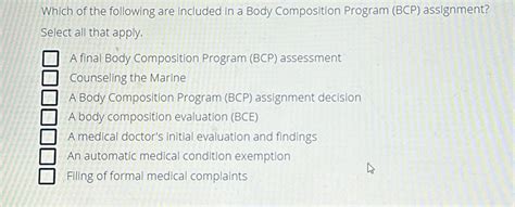Solved Which Of The Following Are Included In A Body Composition