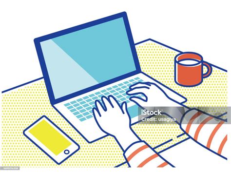 Womans Hands Typing On Laptop Keyboard Stock Illustration Download