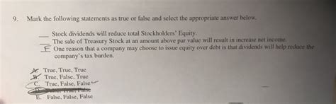 Solved 9 Mark The Following Statements As True Or False And