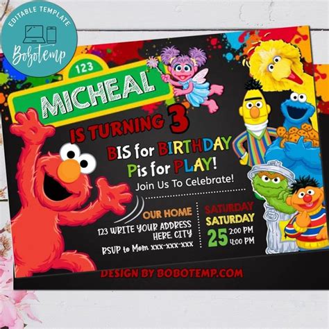 Elmo Invitation Template Free
