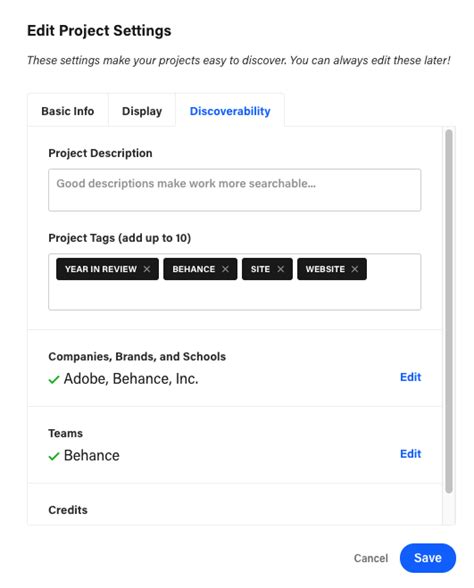 Guide Project Tags Behance Helpcenter