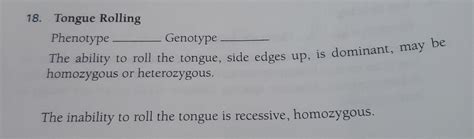 Solved Tongue Rollingphenotype ﻿genotype Q ﻿the Ability