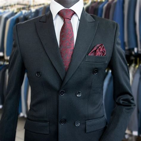 خرید و قیمت کت و شلوار مردانه دبل برست شش دکمه مشکی سوپر کش با ارسال