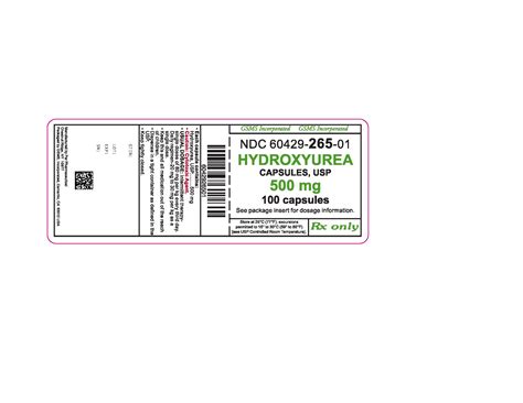 Ndc 60429 265 Hydroxyurea Capsule Oral Label Information Details Usage And Precautions