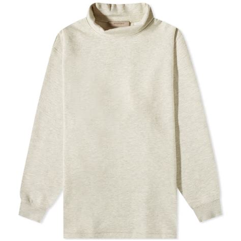 Fear Of God Essentials Relaxed Back Logo Mock Neck Light Oatmeal End