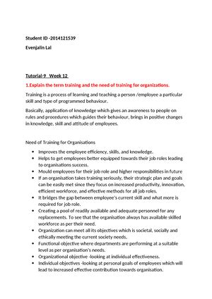 Tutorial 1 Managing The Human Resource Managemnt HRM502