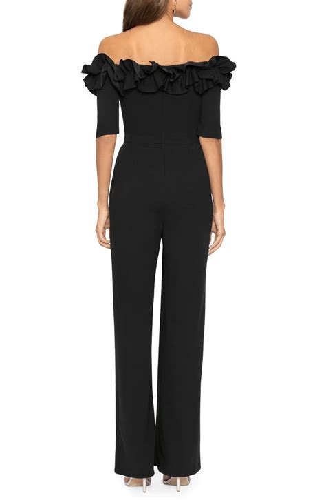Xscape Ruched Ruffle Scuba Crepe Jumpsuit Nordstrom