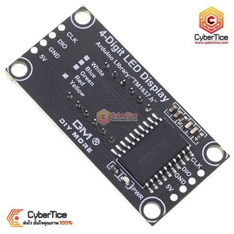โมดูลแสดงค่าตัวเลข 4 หลัก จุดนาฬิกา 036 Tm1637 Driver สีเขียว ขาย