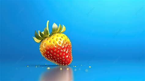 3d 렌더링 파란색 배경에 선명한 노란색 딸기 간접비 간단 최소한의 배경 배경 일러스트 및 사진 무료 다운로드 Pngtree