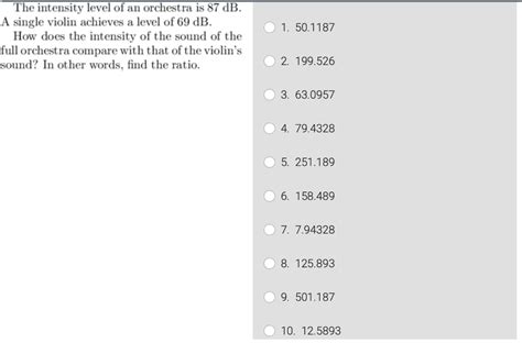 Solved 1 50 1187 The Intensity Level Of An Orchestra Is 87