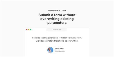 submit a form without overwriting existing parameters