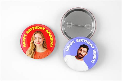 Custom Color Custom Text Birthday Buttons Etsy