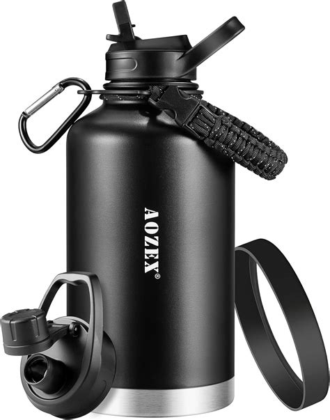 Buy Half Gallon Insulated Water Bottle With Straw AOZEX Oz Stainless Steel Large Metal Water