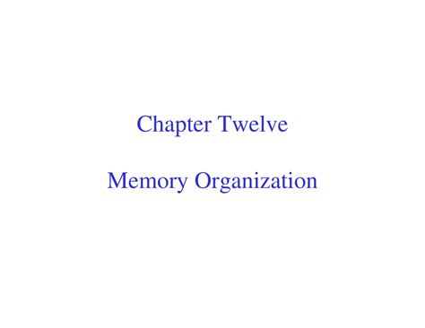 Memory Organisation Docsity