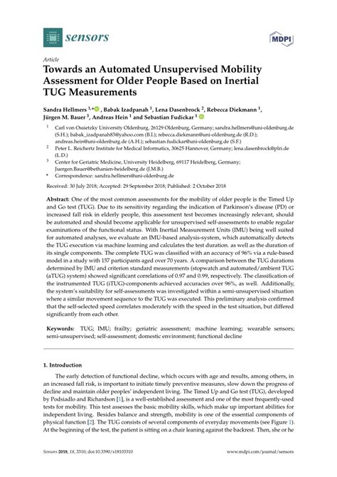 Pdf Towards An Automated Unsupervised Mobility Assessment For Older