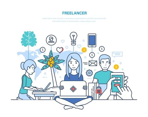 Premium Vector Freelancers Remote Work Workplace Of Freelancer