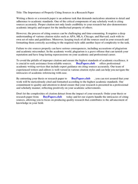 Importance Of Properly Citing Sources In A Research Paper Pdf