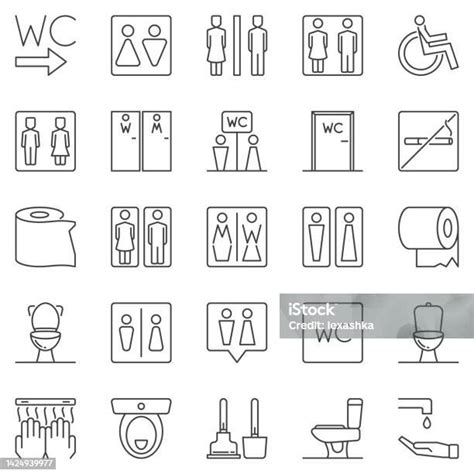 Ensemble Dicônes De Contour Wc Symboles Linéaires Vectoriels Des
