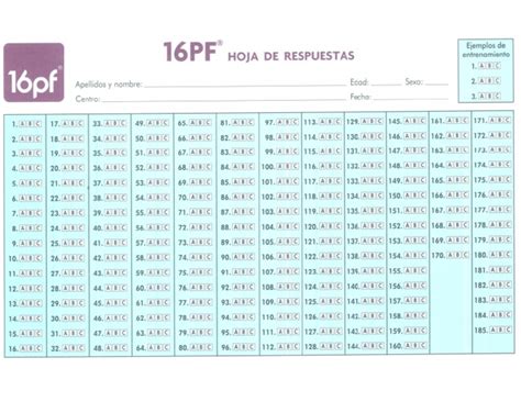 Hoja De Respuesta 16pf Pdf