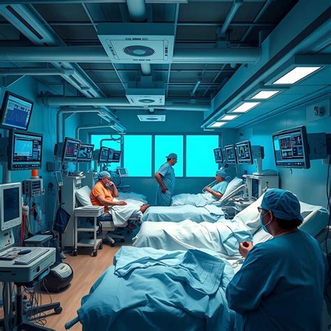 Icu With Medical Staff Monitoring Patients Premium Ai Generated Image