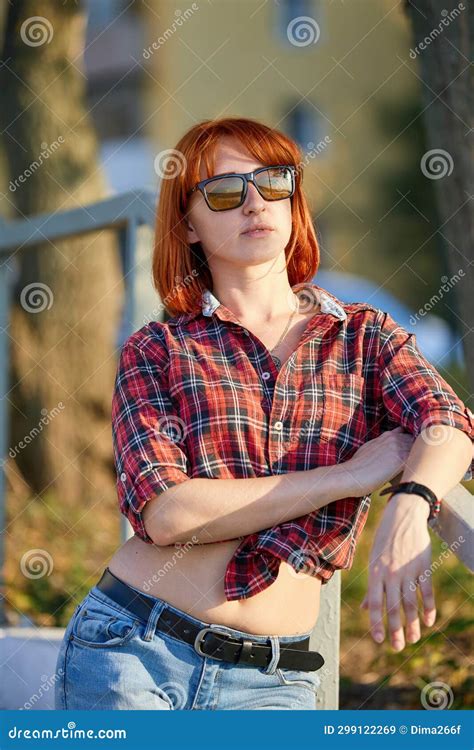 Close Up Portrait Of Sensual Redhead Outdoors Autumn S Warm Embrace